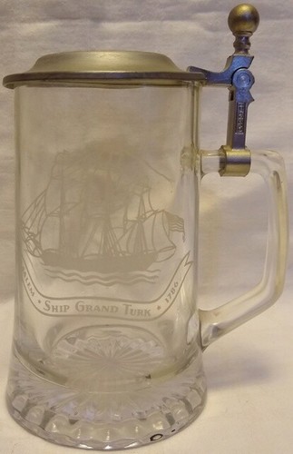 OLD SPICE Salem Ship Grand Turk 1786 BEER STEIN Pewter Lid W. GERMANY ...
