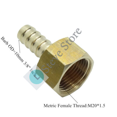 Metric Female Thread M20 M20x1.5 To Barb 10mm3/8" Hose Adapter Fitting ...
