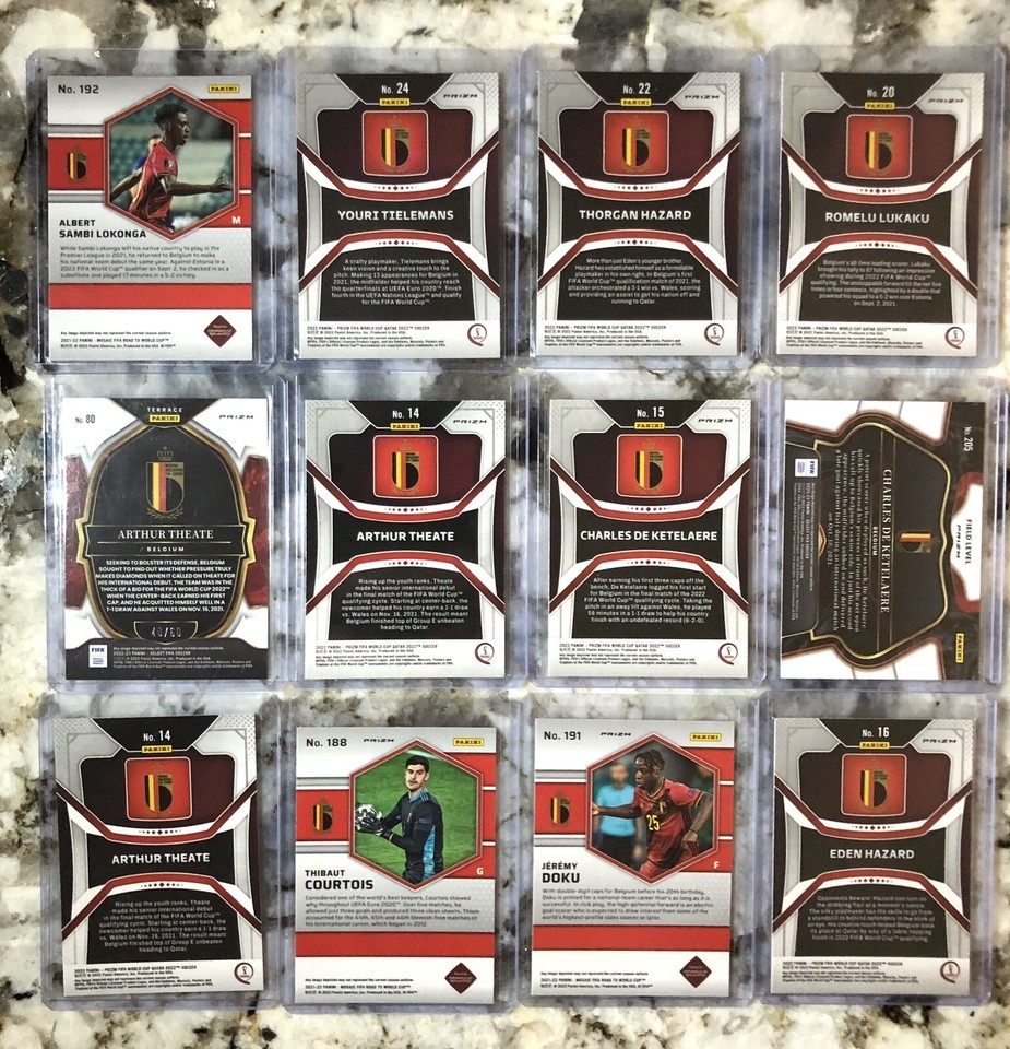 Soccer Card Lot (12) Belgium NT Word Cup Prizm-Pulsar-Green Wave-Rookie ...