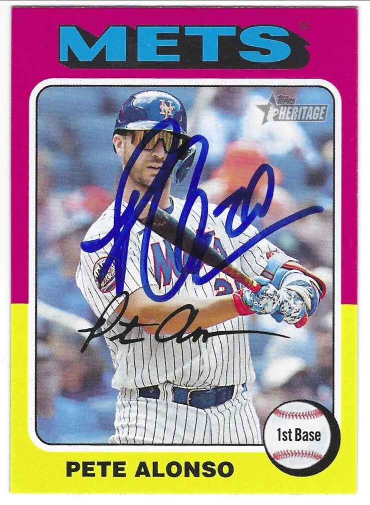PETE ALONSO SIGNED 2024 TOPPS HERITAGE BASEBALL CARD NEW YORK METS #410 ...