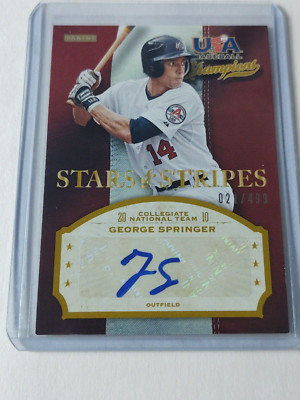 2013 PANINI USA GEORGE SPRINGER RC AUTO AUTOGRAPH #021/499 BASEBALL ...
