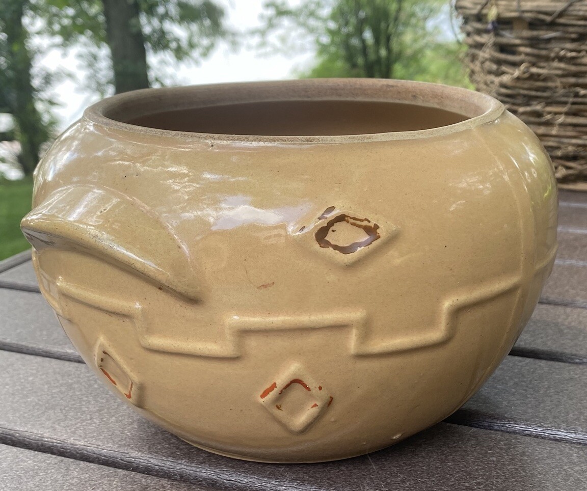 Vintage Brown Crock American Pottery Stoneware Geometric Design | eBay