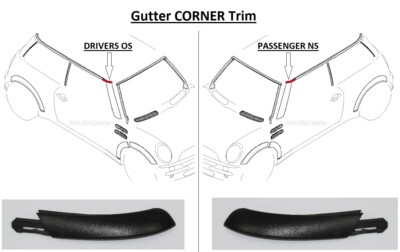 MINI BMW R50 R53 Roof Corner Gutter Moulding Trim Front Pillar Finisher ...