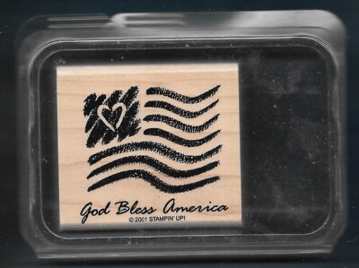 GOD BLESS AMERICA USA PATRIOTIC AMERICAN FLAG Stampin' Up! NEW wood ...