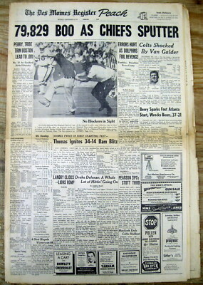 4 1972 newspapers Early KANSAS CITY CHIEFS NFL football team w headline ...