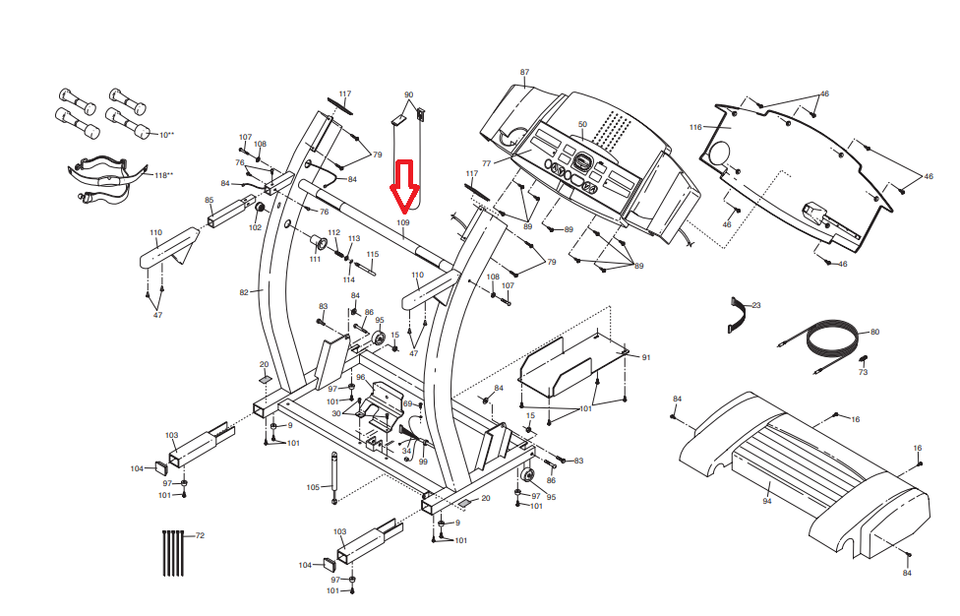 Proform 730CS 735CS 830QT 4200R 615 Treadmill Console Frame Crossbar ...