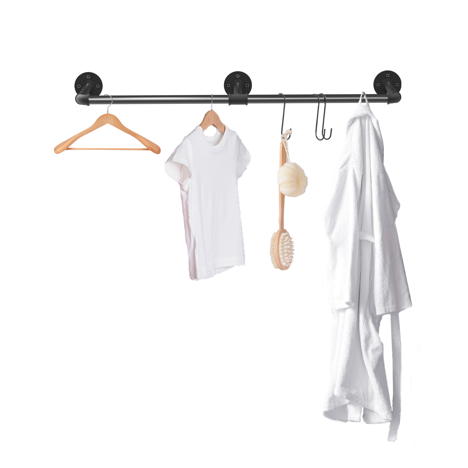 Strong Cast Iron Industrial Pipe Clothes Rack Garment Bar Hanging Rod ...