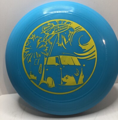 Wham-O Super Flyer Frisbee Color Blue With Yellow Beach Scene Palm ...