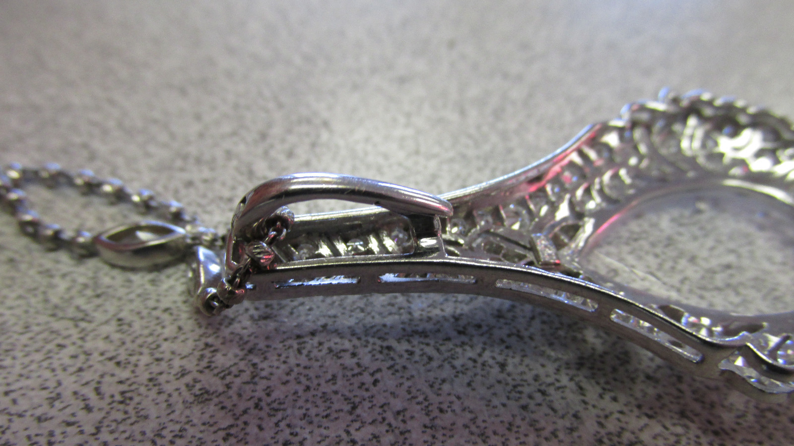 Unique Art Deco Diamond Monocle / Magnifier Pendant & Diamond Chain ...