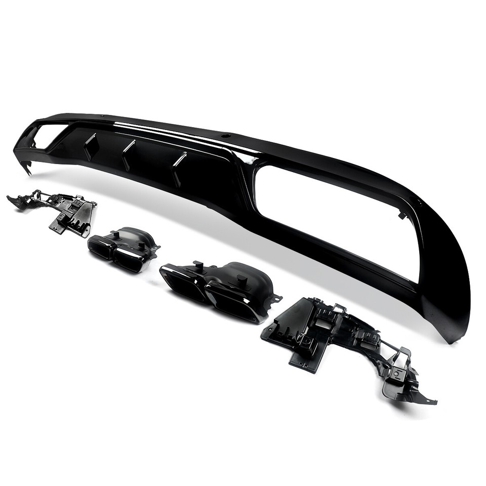 Rear Diffuser+Exhaust Tips For 2015-2018 Mercedes Benz W205 C200 C300 ...