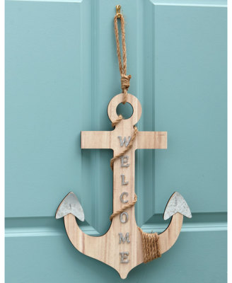 Coastal Beach Anchor Welcome Sign Nautical Seaside Anchor Porch ...