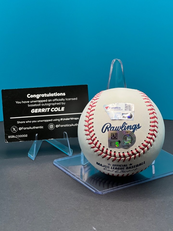 2024 GERRIT COLE Autographed Official MLB Baseball Fanatics COA YANKEES ...