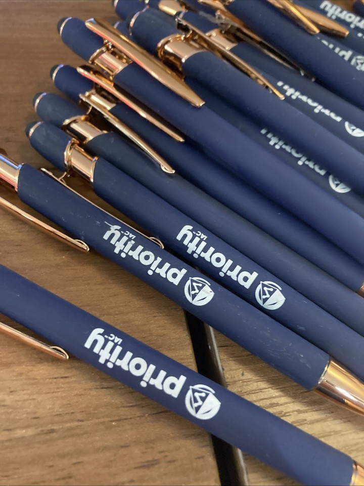 24pk Lot Metal Retractable Click Pens: Blue/GOLD Black Ink | eBay