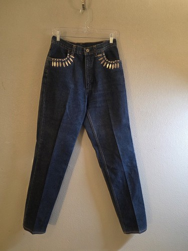 Rocky Mountain Jeans 28x34 Concho Button Southwest Denim Black 90's ...
