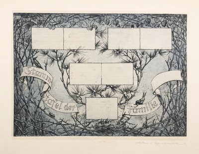 Genealogy Family Tree Etching Signed / Eduard Winkler 1884-1978 | eBay