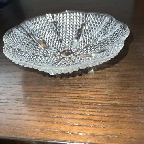 Hazel Atlas Bowl Candy Dish 4 Toed Hobnail Teardrop Beads Scallops ...