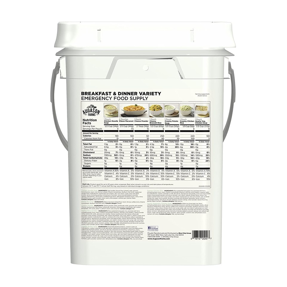 Emergency Survival Food Supply Kit Bucket Dinner Meal MRE 30 Day Dried ...