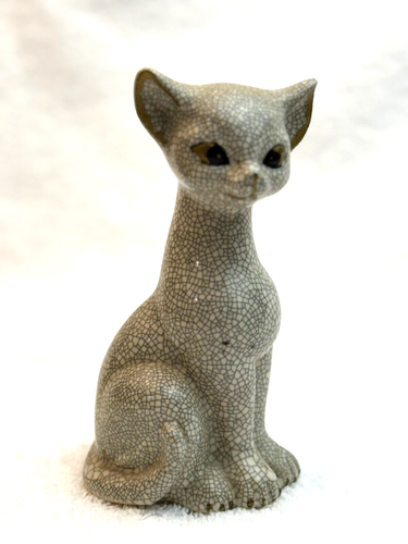 VTG Crackle Cat Kitten Sitting Pretty Porcelain Ceramic Figurine Animal ...