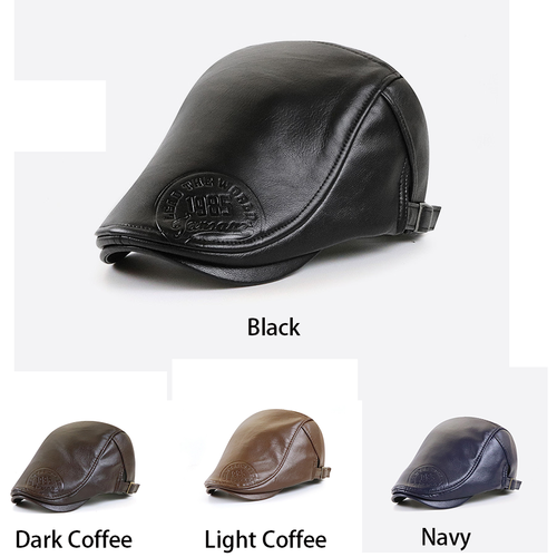 Men Beret Hat Leather Cap Newsboy Gatsby Flat Cap Ivy Golf Driver Cap ...