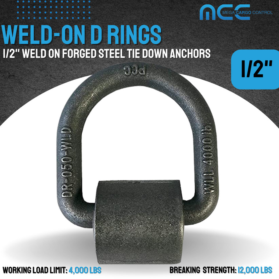 8 Pack Heavy Duty 1/2" Weld-On D Ring Flatbed Truck Trailer Cargo Tie ...