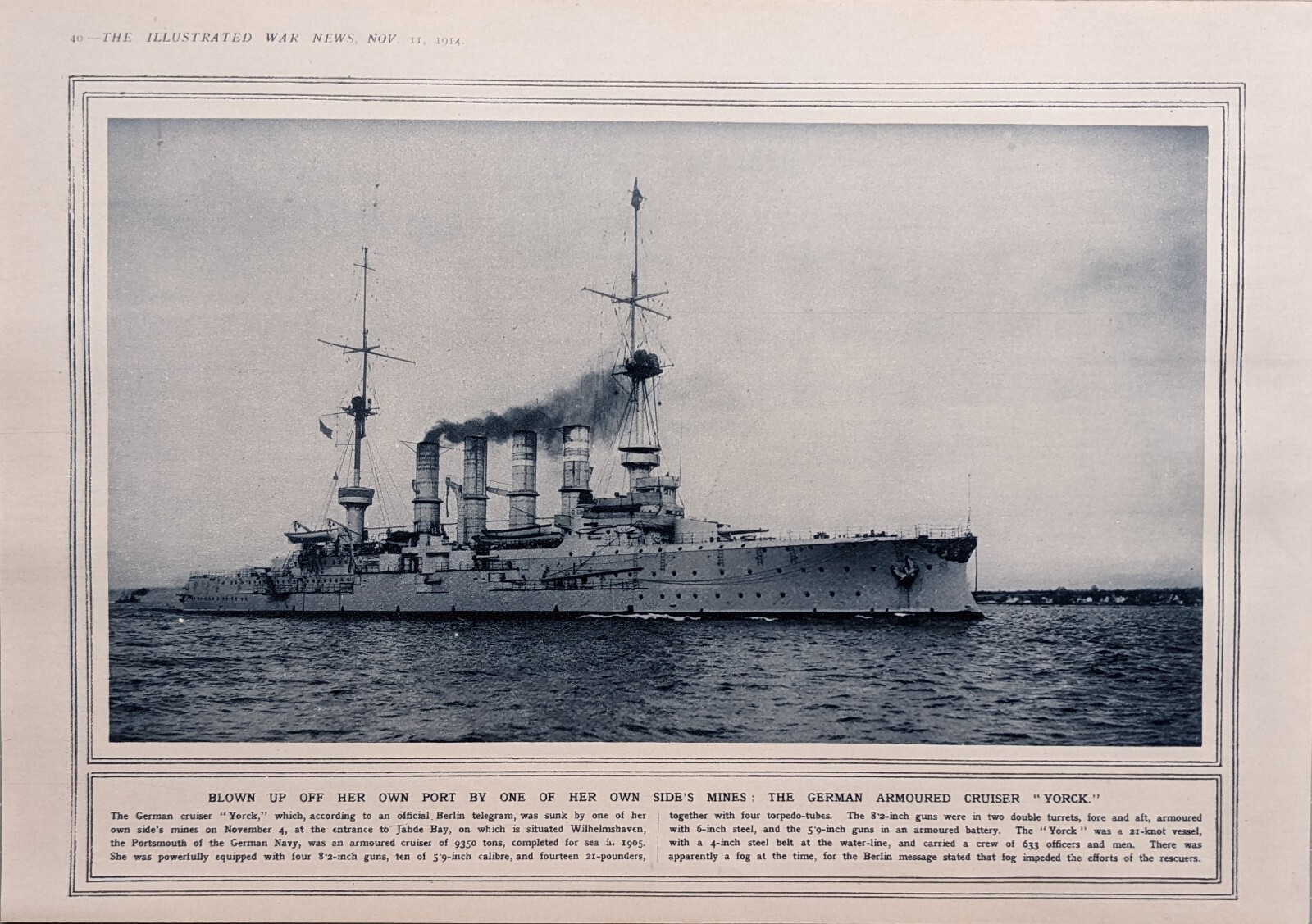 1914 WWI WW1 Aufdruck Deutsche Armoured Cruiser York | eBay