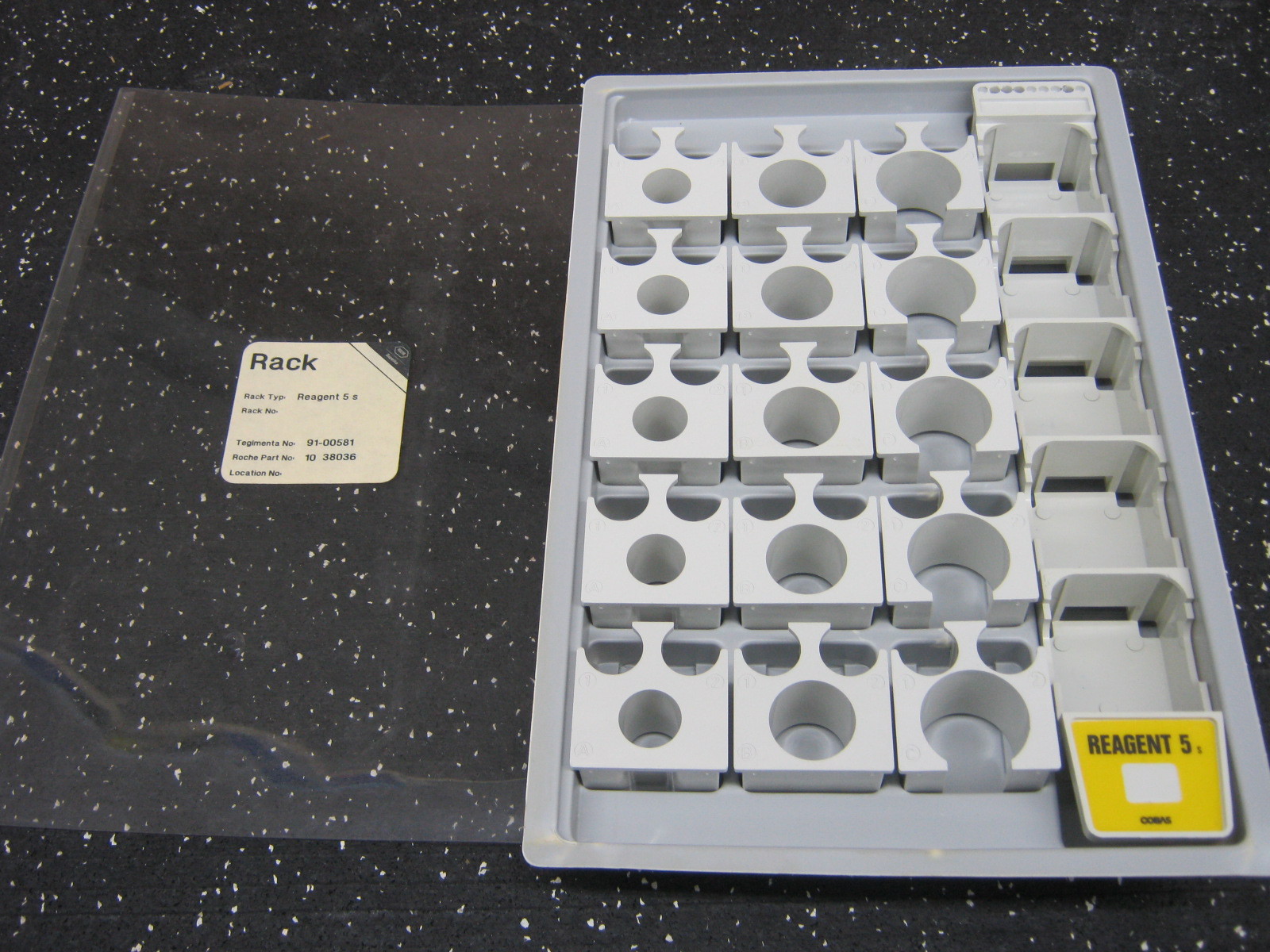 USED ROCHE DIAGNOSTICS 10-38036 COBAS REAGENT RACK 5S KIT WITH ADAPTERS ...
