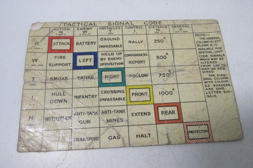 Tactical Signal Code /Arm Signal Code card (World War 2?), Rare. | eBay UK