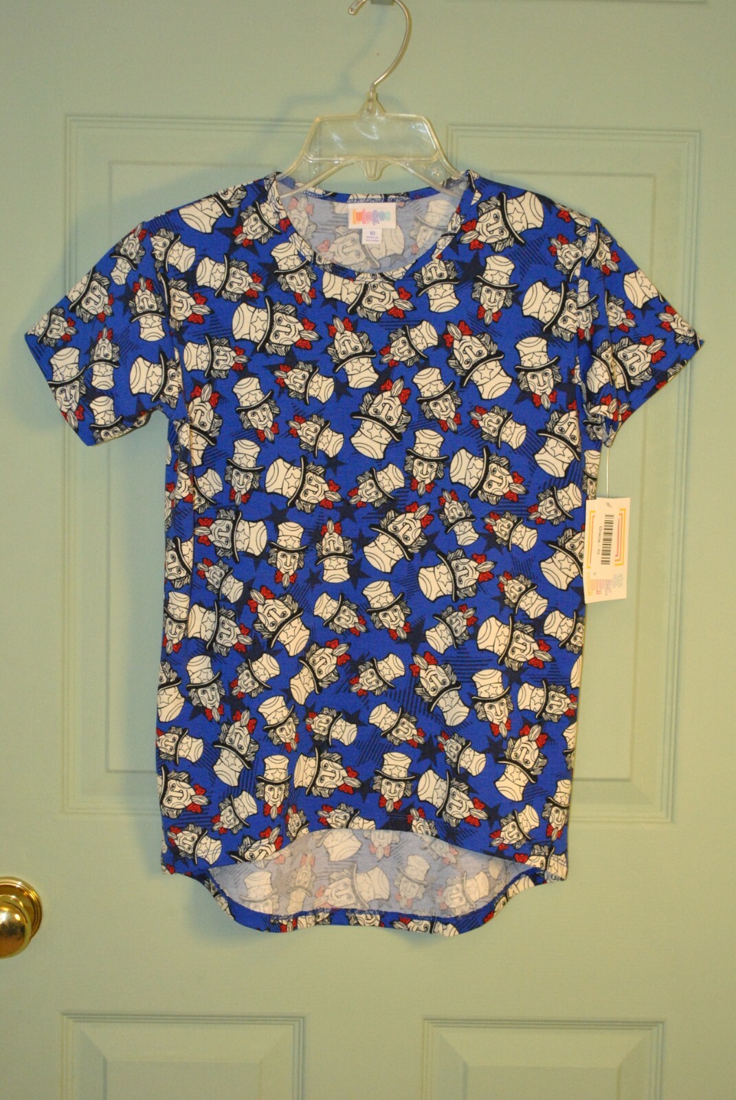 LulaRoe Sz Gracie-10 NWT Uncle Sam Images/Heads America Colors Top | eBay