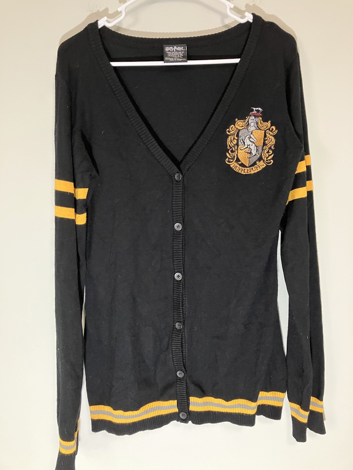 Harry Potter HUFFLEPUFF Crest Womens Sweater Cardigan… - Gem
