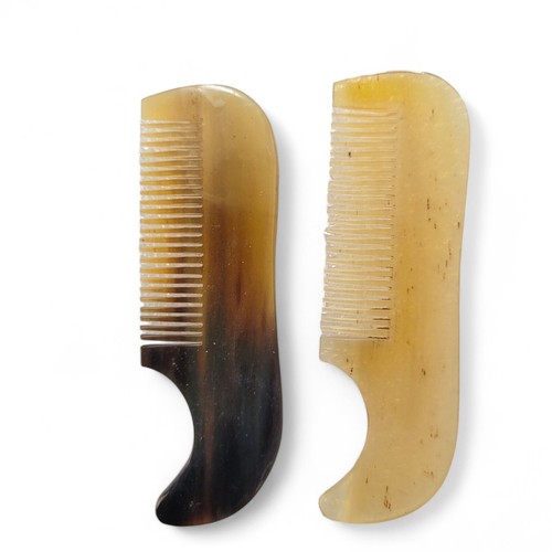 Pair of 100% Handmade Natural Genuine Bovine Horn 3 Inches Pocket Beard ...