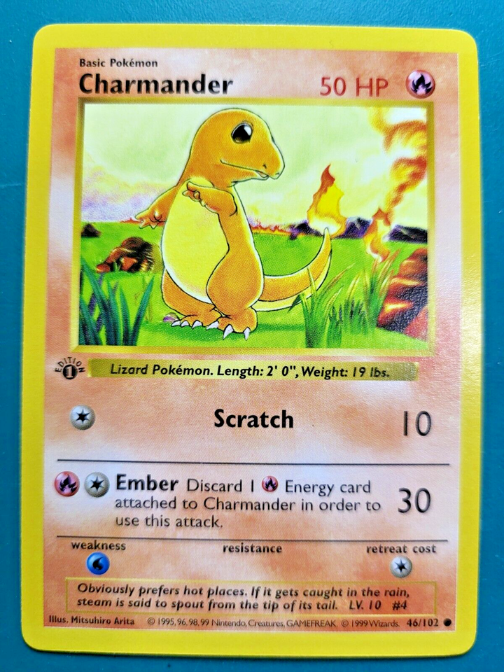 1999 Pokemon Base 1st Edition #46 Charmander Thick Stamp Pokemon Gaming ...
