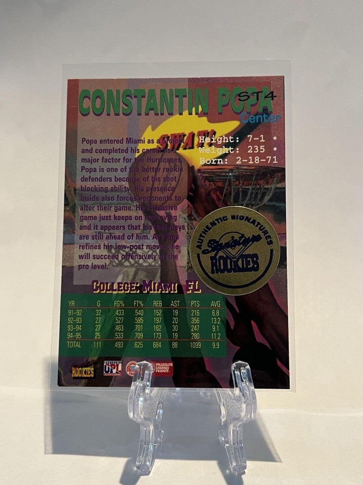 1995 Constantin Popa Auto Signature Rookies Draft Day Swat Team /6500 ...