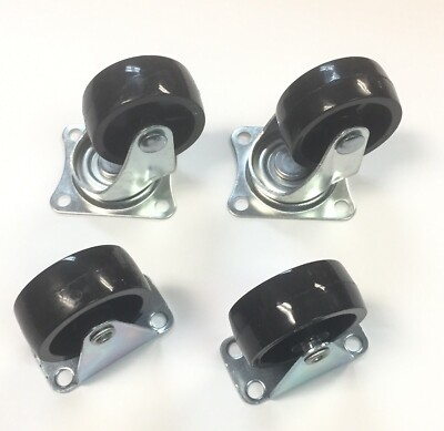 4 Pcs 1.6" Plastic Wheel Metal Rectangle Top Plate Fixed Swivel Caster ...