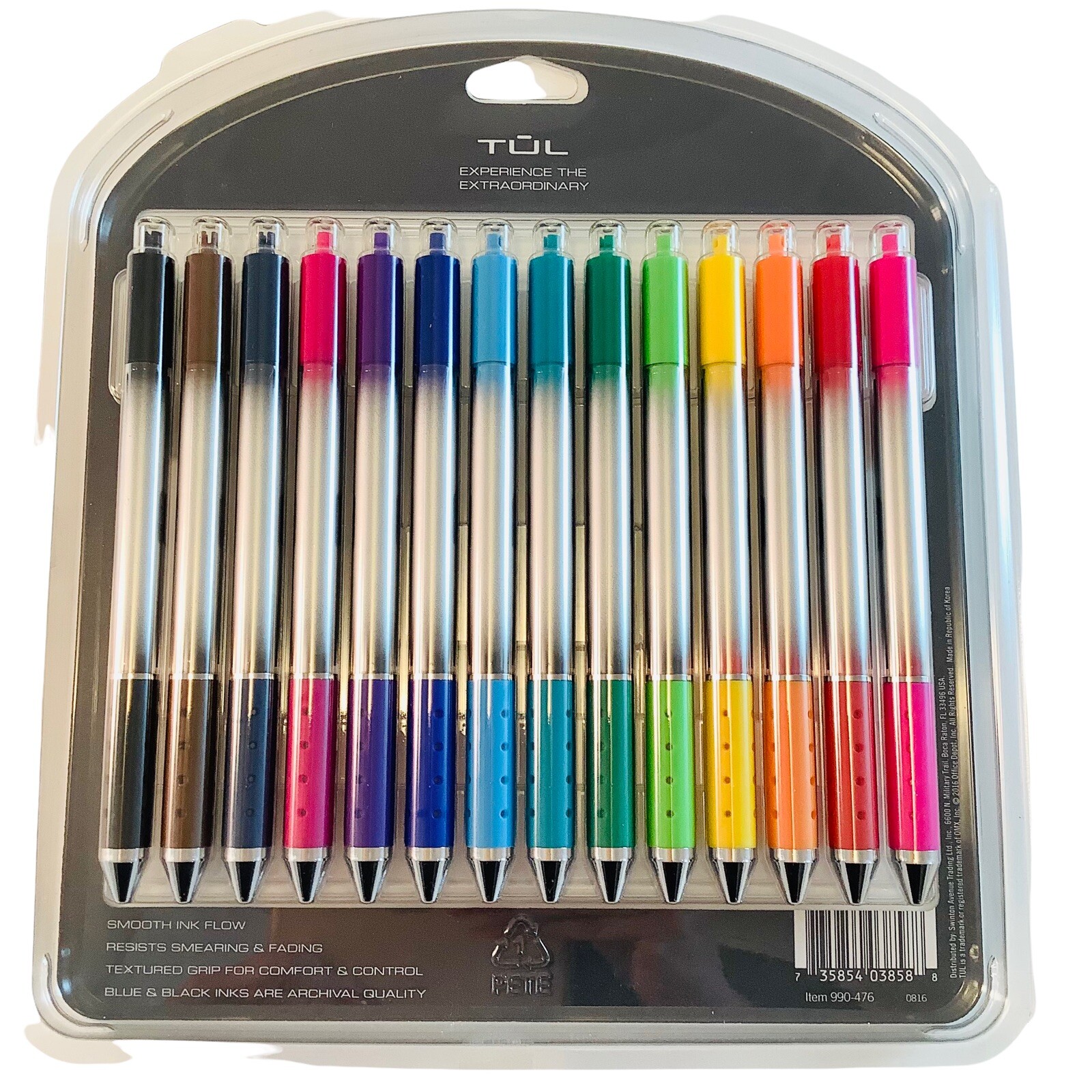 TUL Gel Ink Pens Bright Colors 14 ct Silver Barrel, 0.7 Med Multiple ...