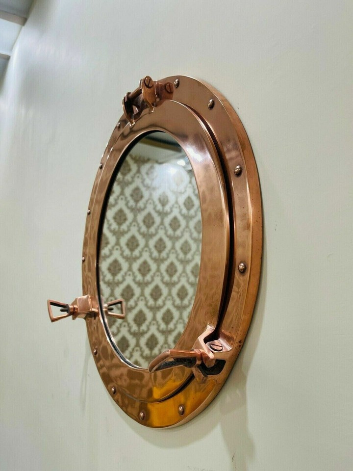 17"Nautical Ship Porthole Bathroom Mirror Copper Finish Round Boat ...