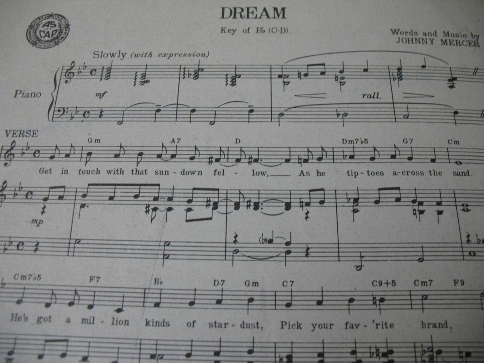 DREAM. Lyric and music by Johnny Mercer. [Sheet music] Johnny Mercer | eBay