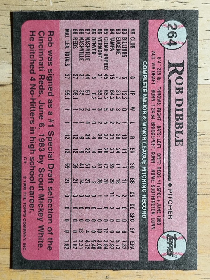 1989 Topps #264 Rob Dibble RC | eBay