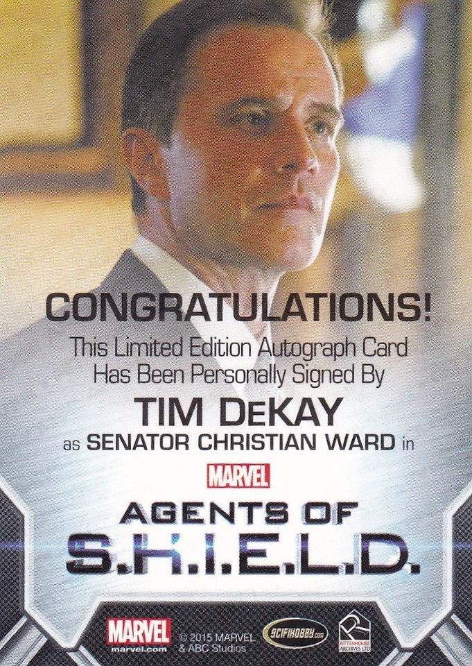Agents of Shield Bordered Autograph card Tim DeKay as Christian Ward | eBay
