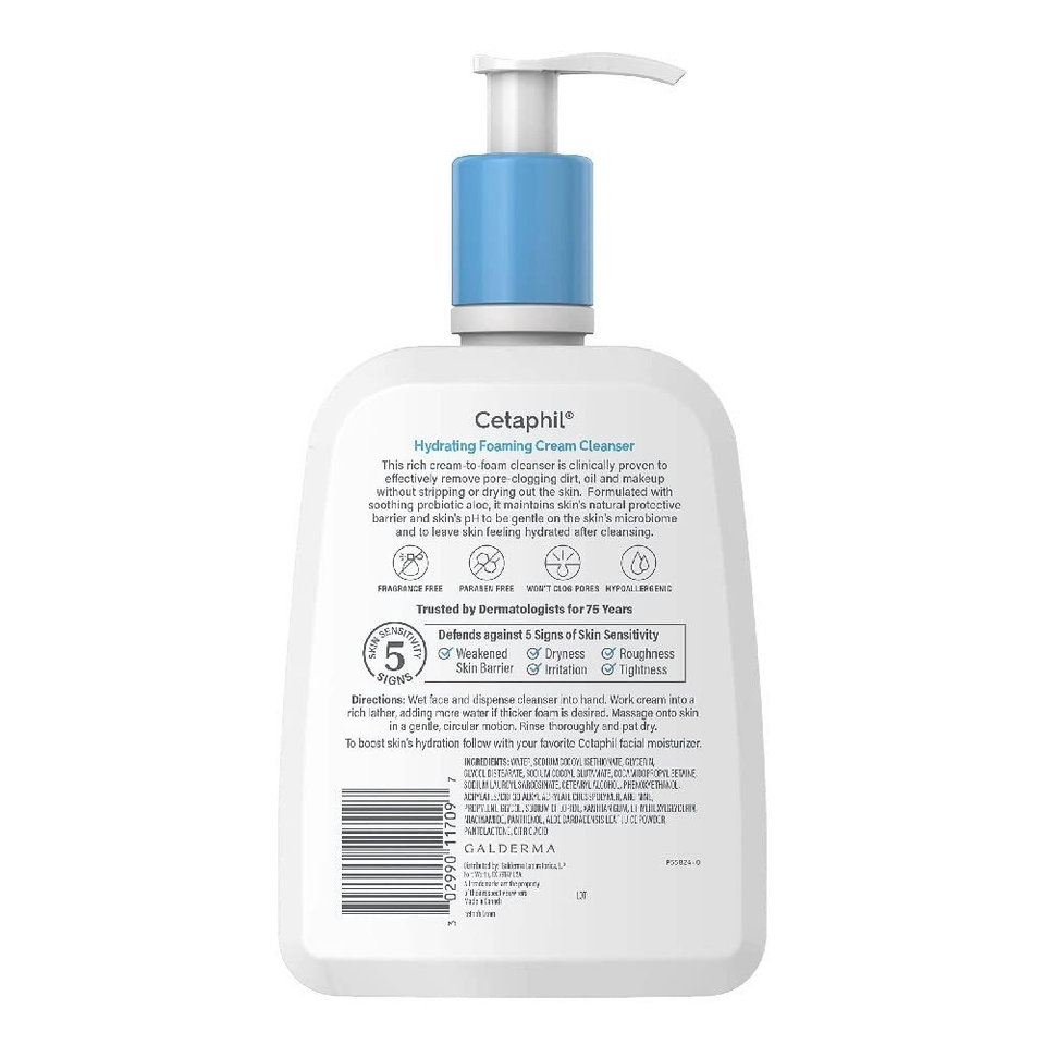Cetaphil Cream to Foam Face Wash, Hydrating Foaming Cleanser, 16 oz ...