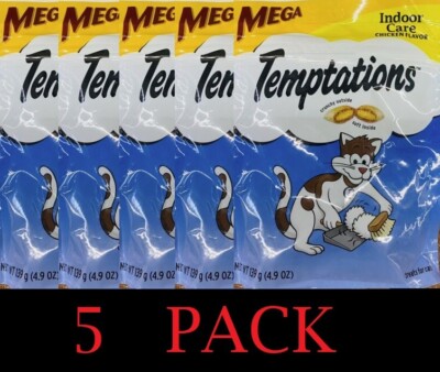 5x Temptations INDOOR CARE Chicken Flavor Adult Cat Treats 4.9 oz 5 ...