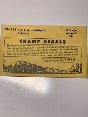 Champ Decals O Scale CN-233 Burlington CB&Q Caboose NIP | eBay