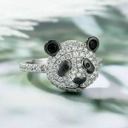 2.2Ct Simulated Diamond Women's Panda Engagement Ring 14K White Gold ...