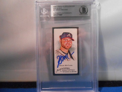 2008 Brian McCann Allen & Ginter Mini Black Border Signed Auto Beckett ...
