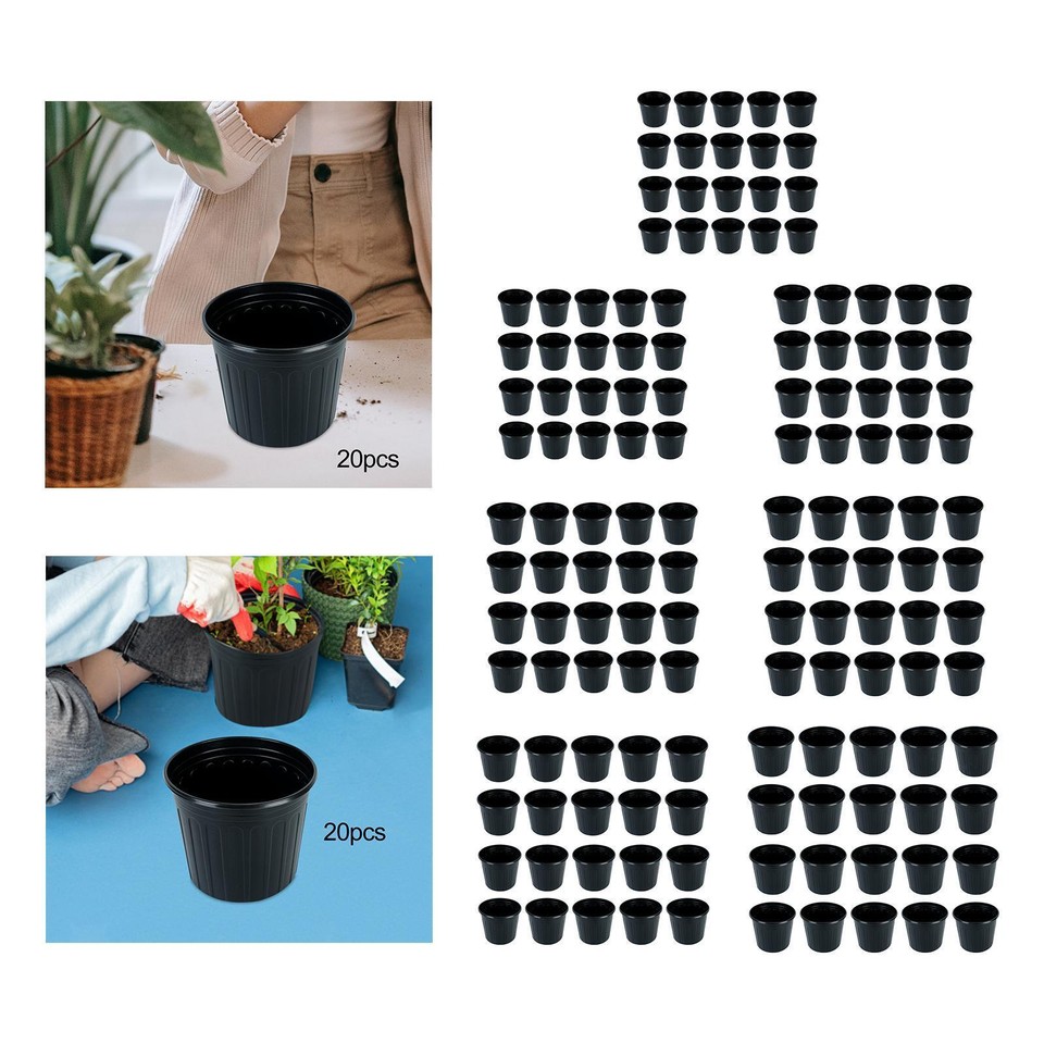 20 Pieces Nursery Plant Containers Small Nursery Container Black ...