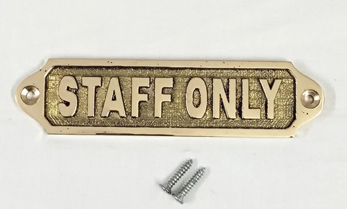 Solid Brass Staff Only Door Sign Plaque 13x3.5cm Screw Fixing | Office ...