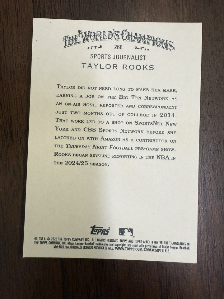 2025 topps Allen and Ginter Taylor Rooks Chrome | eBay