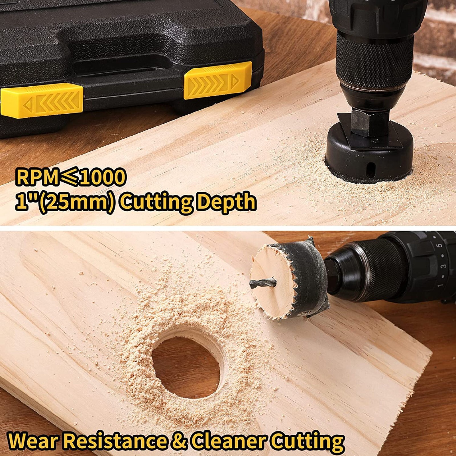 Wood Hole Saw CUTTER SET Round Circular Drill Cutting Case Kit Metal ...