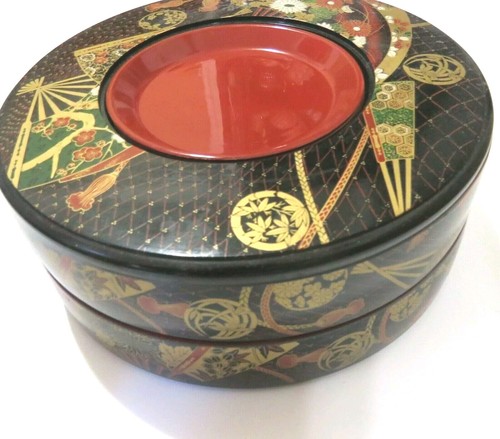 Vintage Japan Stackable 2 Tier Lacquer Bento Box with Plates 10x4 inch ...