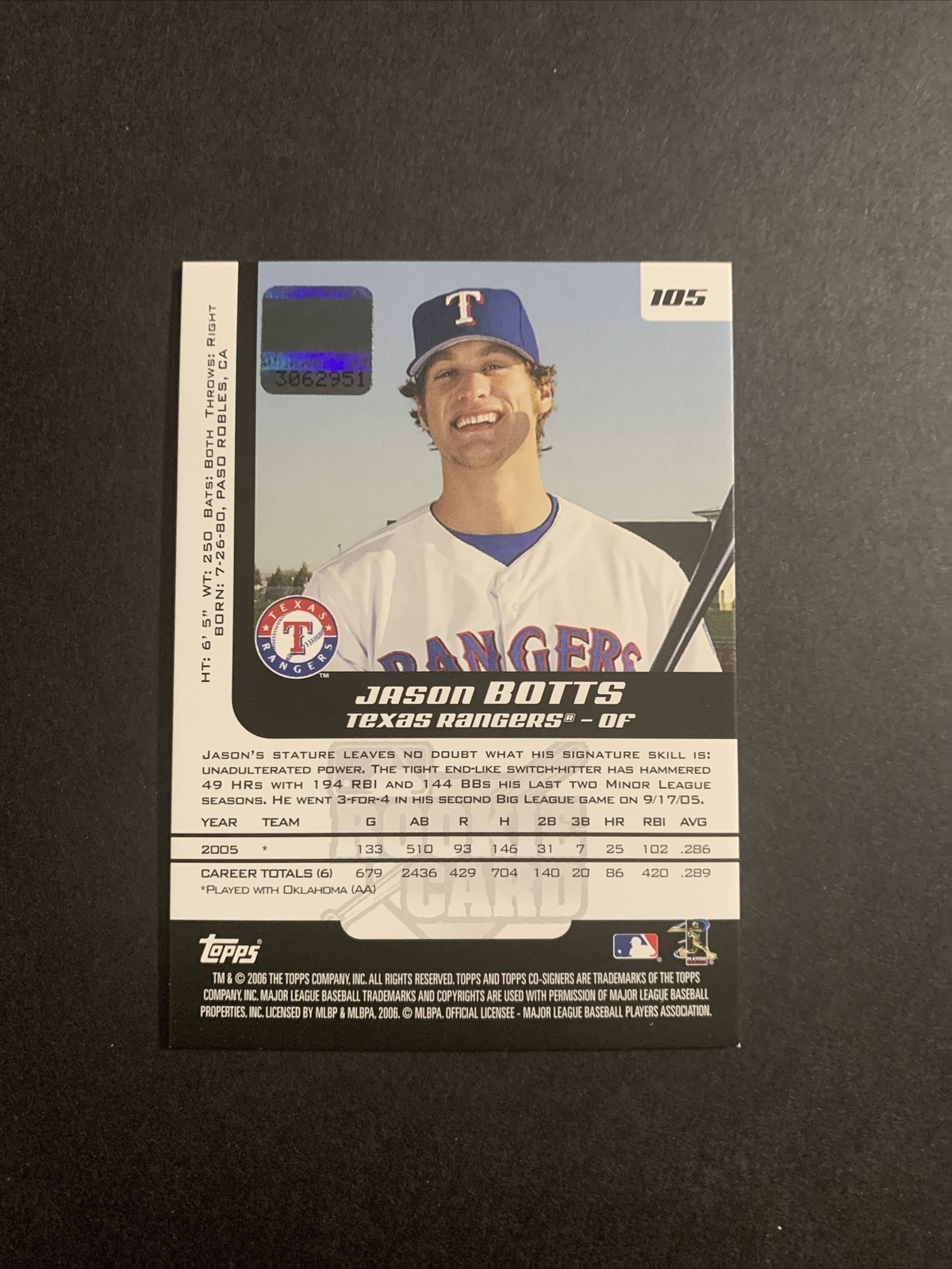 2006 Topps Co-Signers - Jason Botts #105 (AU) for sale online | eBay