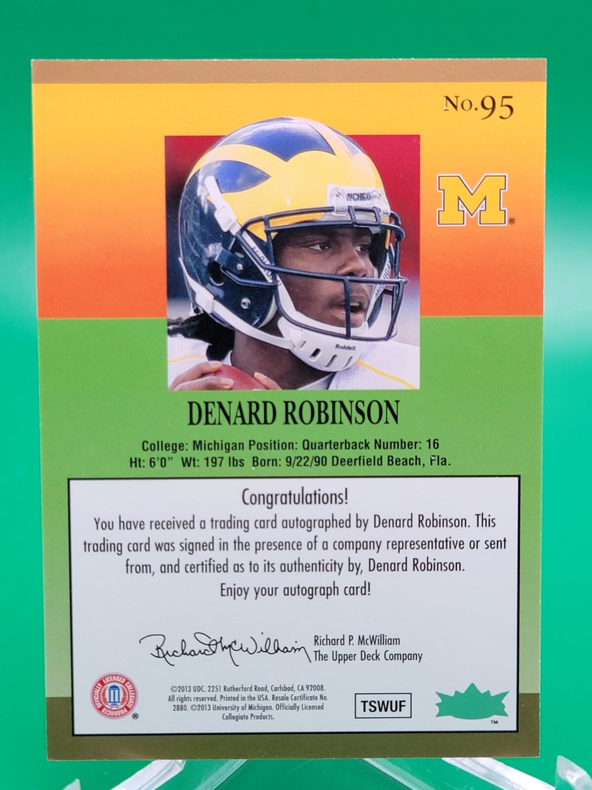 Denard Robinson 2013 Fleer Ultra AUTOGRAPH MICHIGAN Rookie Auto RC RARE ...